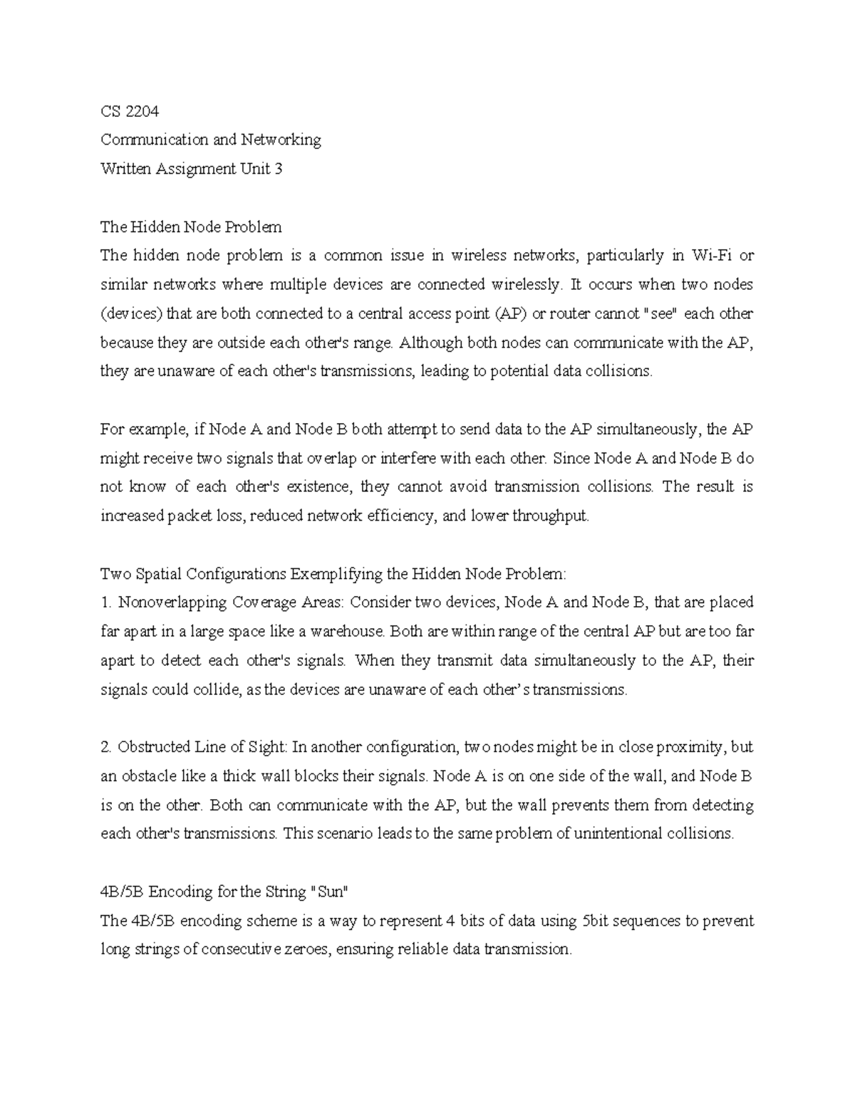 Cs 2204 Written Assignment Unit 3 Cs 2204 Communication And Networking Written Assignment Unit