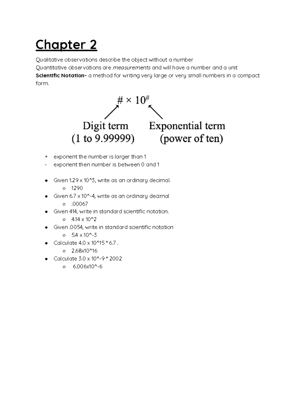 Ch. 2 Notes - Intro to Chem - Google Docs - Chapter 2 Qualitative ...