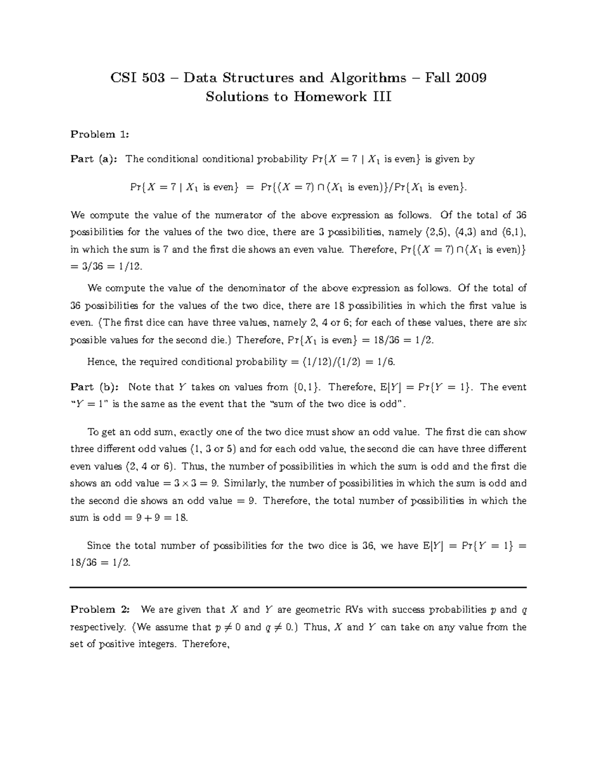 Homework 03 - 2009 - CSI 503 – Data Structures and Algorithms – Fall ...