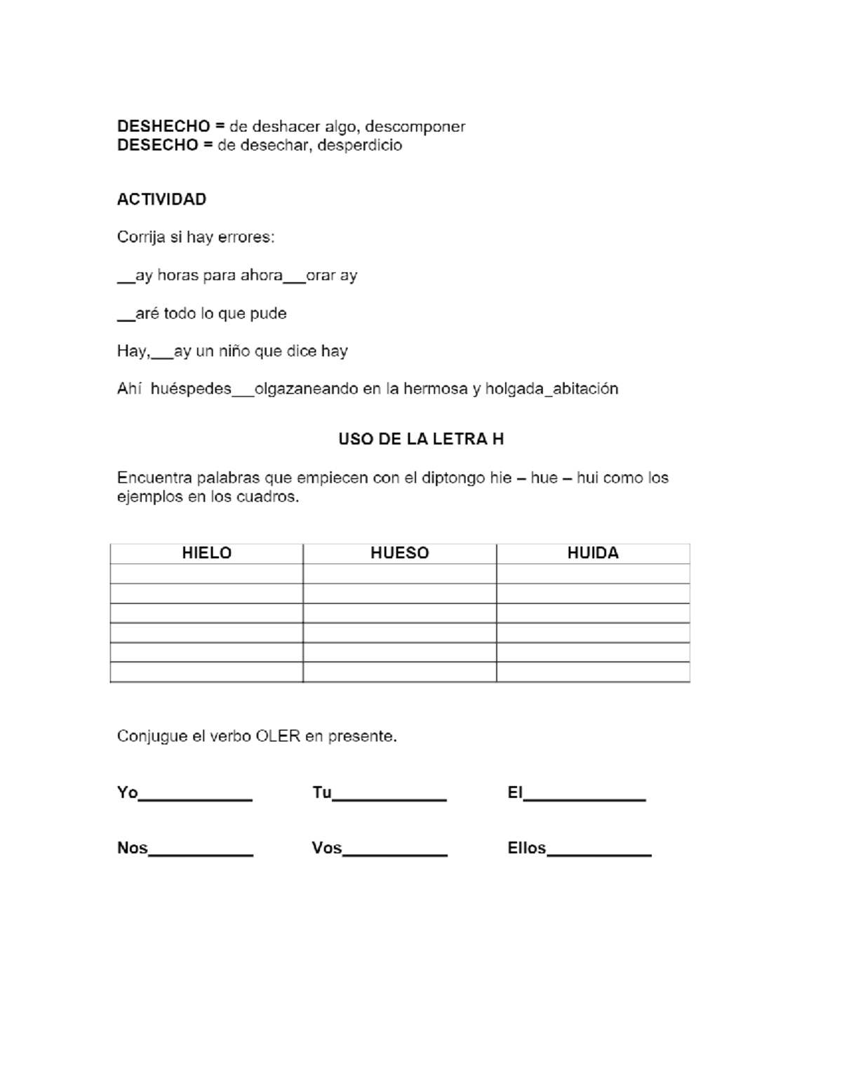 Imprimir 1 pdf - DESHECHO de deshacer algo, descomponer DESECHO de ...