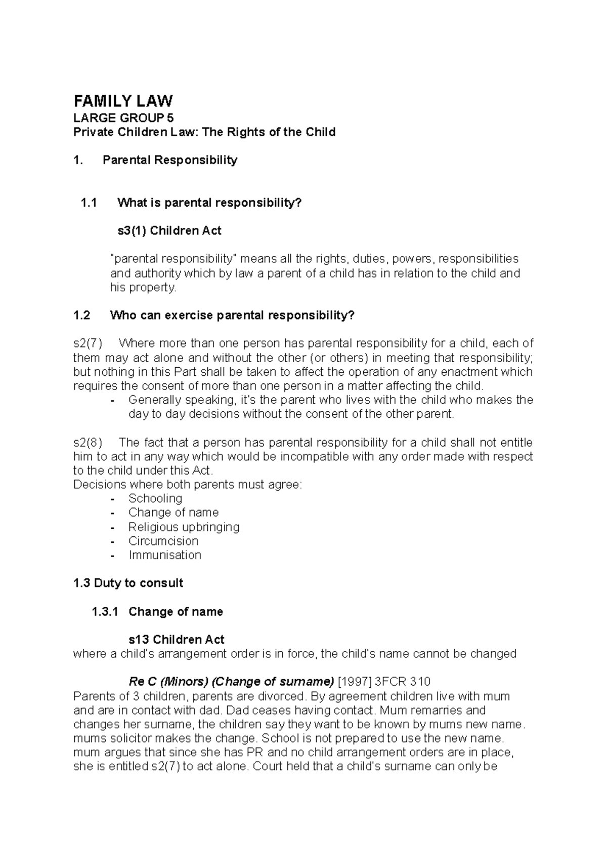 Family Law- Private Children Law- The Rights of the Child - FAMILY LAW ...