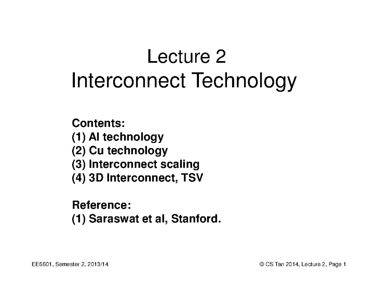 L2-Cu-Interconnect - Cu intercon - Lecture 2 Interconnect Technology ...