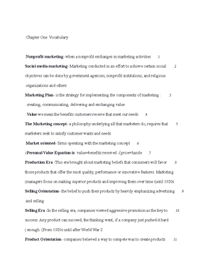 Chapter 16 marketing vocabulary - Marketing vocab: Marketing plan - A ...