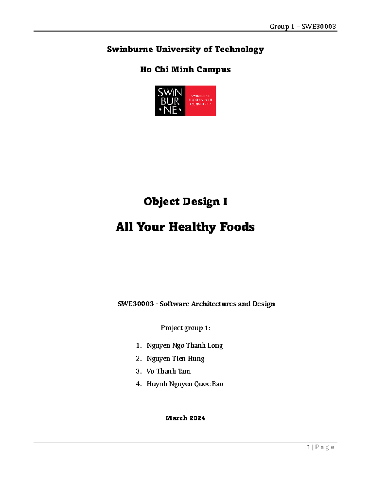 Assignment 2 - ádcasc - Swinburne University of Technology Ho Chi Minh Campus Object Design I ...