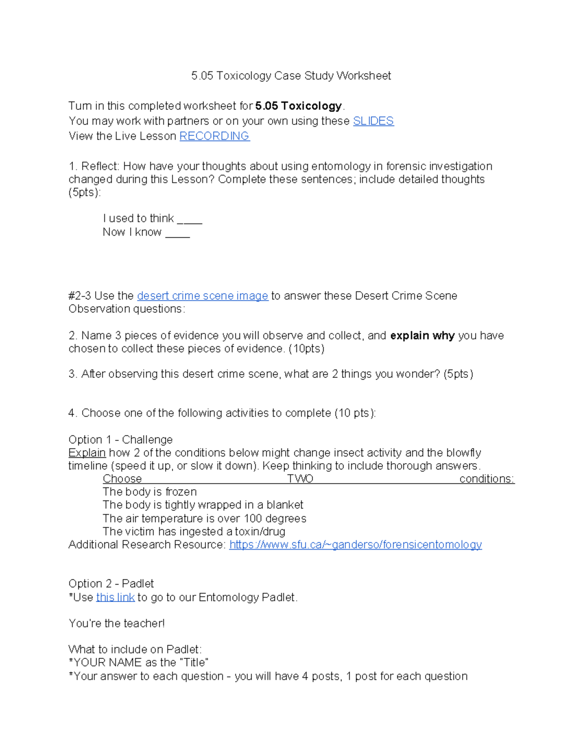 5.05 Worksheet LL Edition - 5 Toxicology Case Study Worksheet Turn in ...