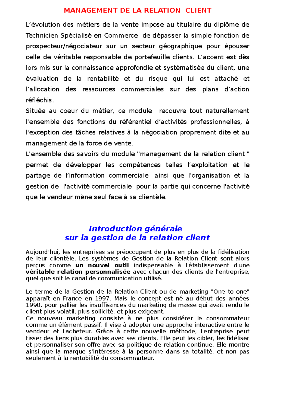 Management Relation Client - MANAGEMENT DE LA RELATION CLIENT L’évolution des métiers de la ...