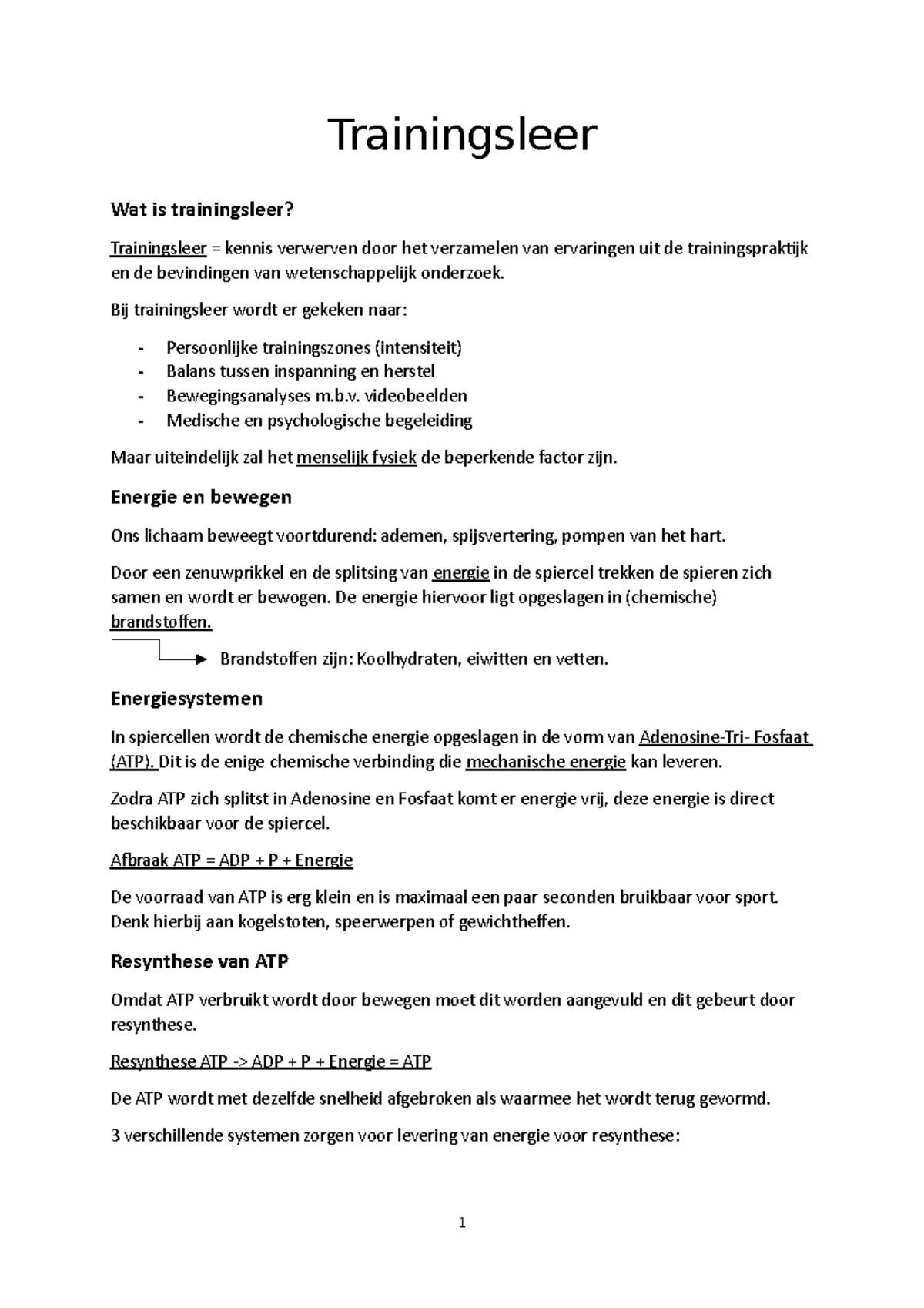 Bsm Trainingsleer H5 - Trainingsleer Wat is trainingsleer ...