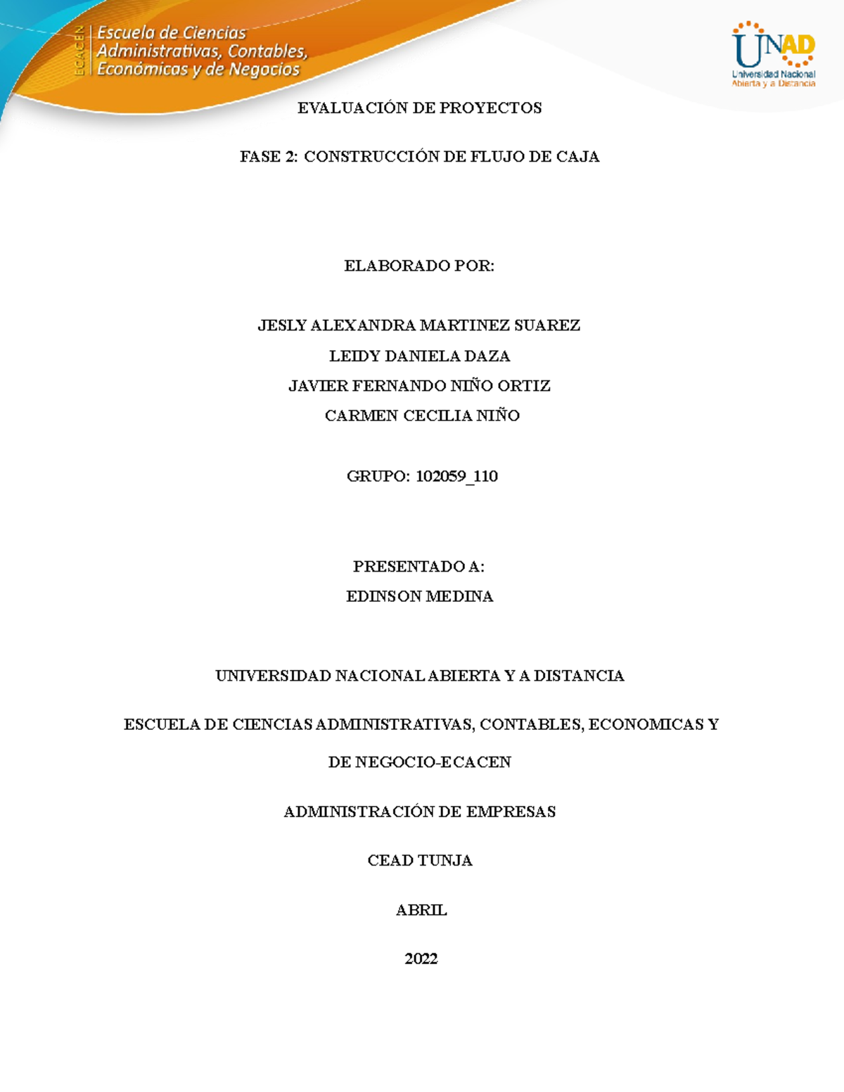 FASE 2 Grupal - Portada (título, nombre de participantes, docente ...