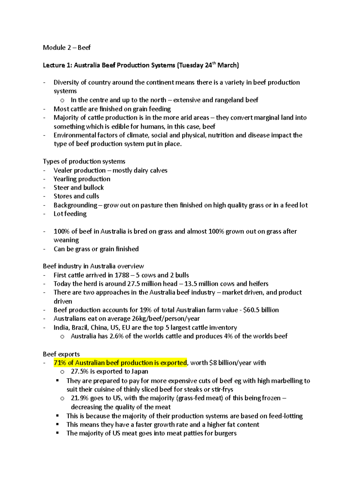 Module 2 – Beef lecture notes - Module 2 – Beef Lecture 1: Australia ...