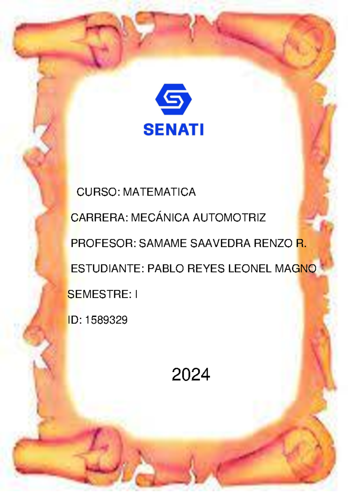 Leo - ...... - CURSO: MATEMATICA CARRERA: MECÁNICA AUTOMOTRIZ PROFESOR ...