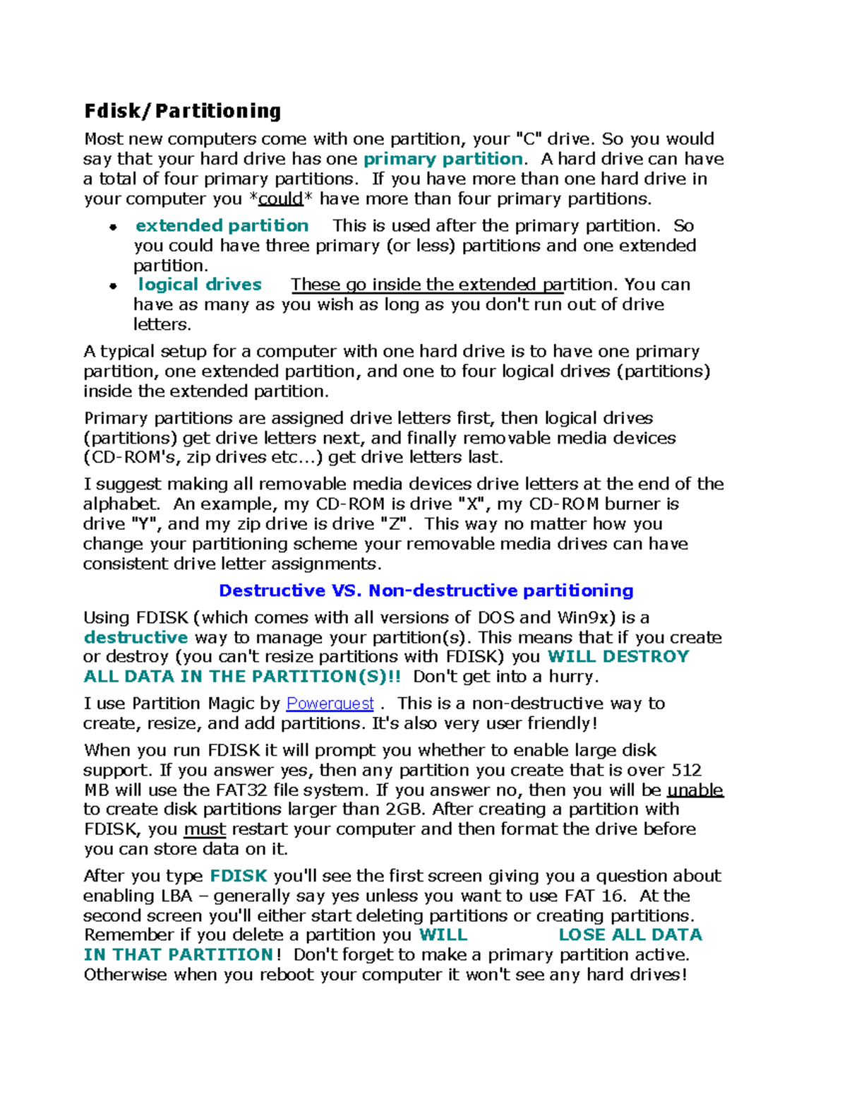 Fdisk Partitioning Linux Installation And Configuration Lecture Notes Fdiskpartitioning