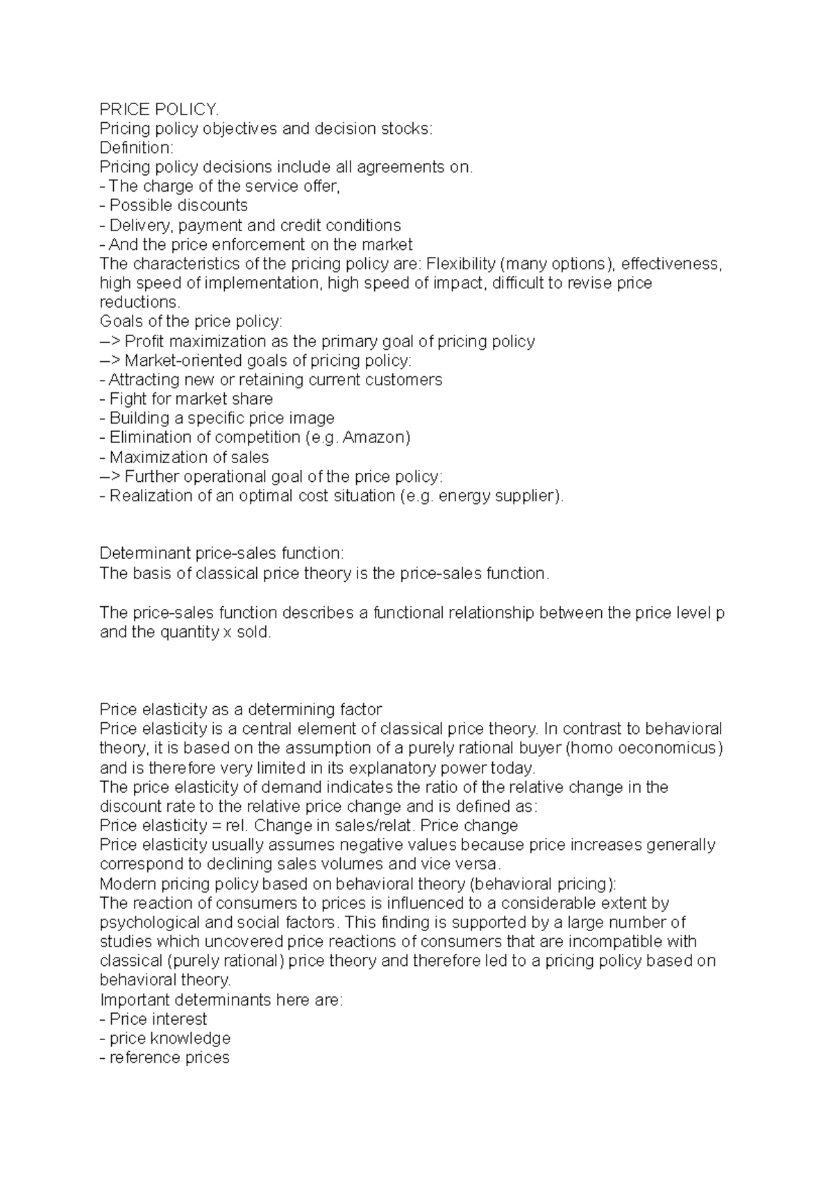 Price Policy - International Marketing - PRICE POLICY. Pricing policy ...