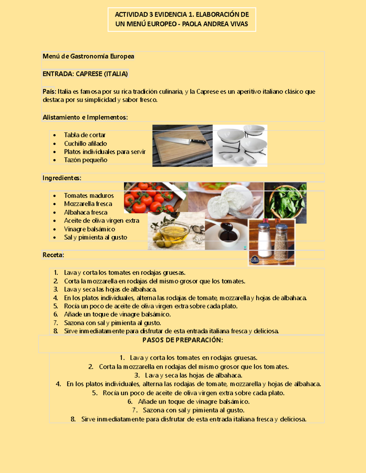 Menú de Gastronoamía Europea - Men ̇ de GastronomÌa Europea ENTRADA ...
