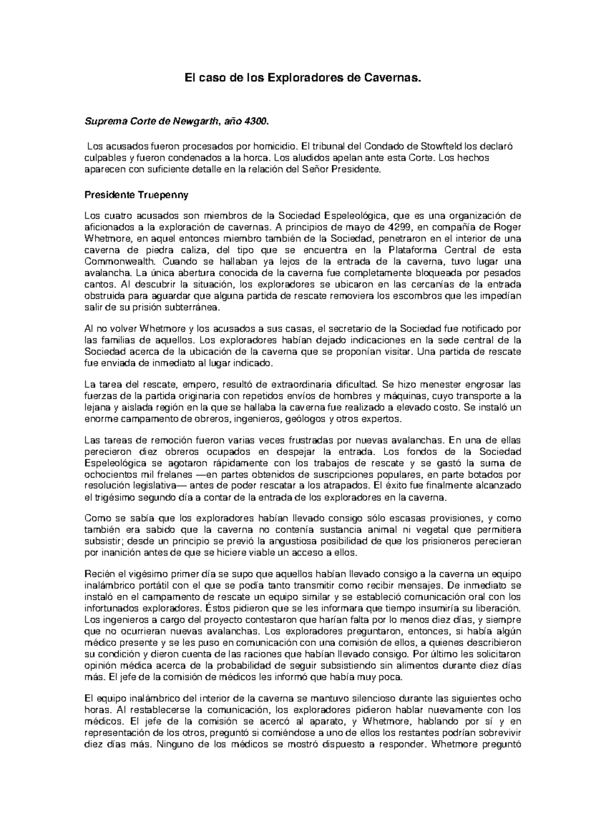 Fuller. El caso de los exporadores de cavernas - El caso de los ...