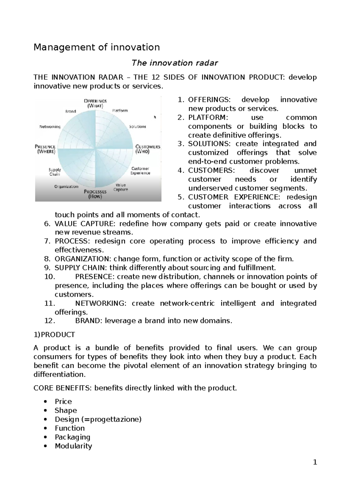 Management of innovation - OFFERINGS: develop innovative new products ...