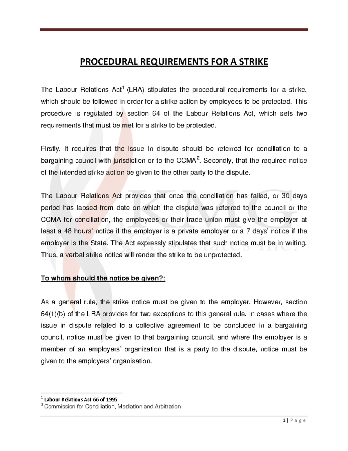 Article - Procedural Requirements for a Strike - 1 | P a g e PROCEDURAL ...