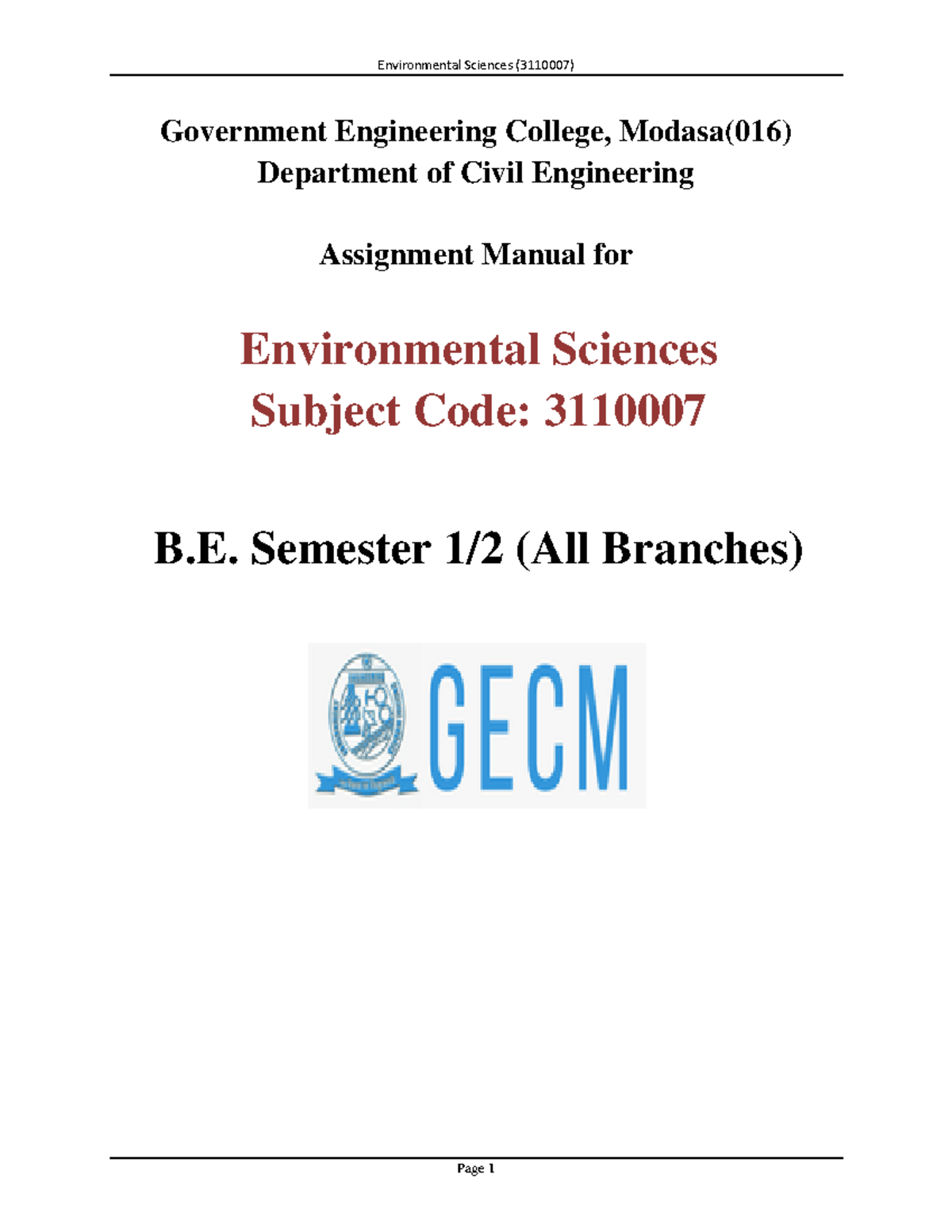ES Assignment 3110007 2023 - Government Engineering College, Modasa(016 ...