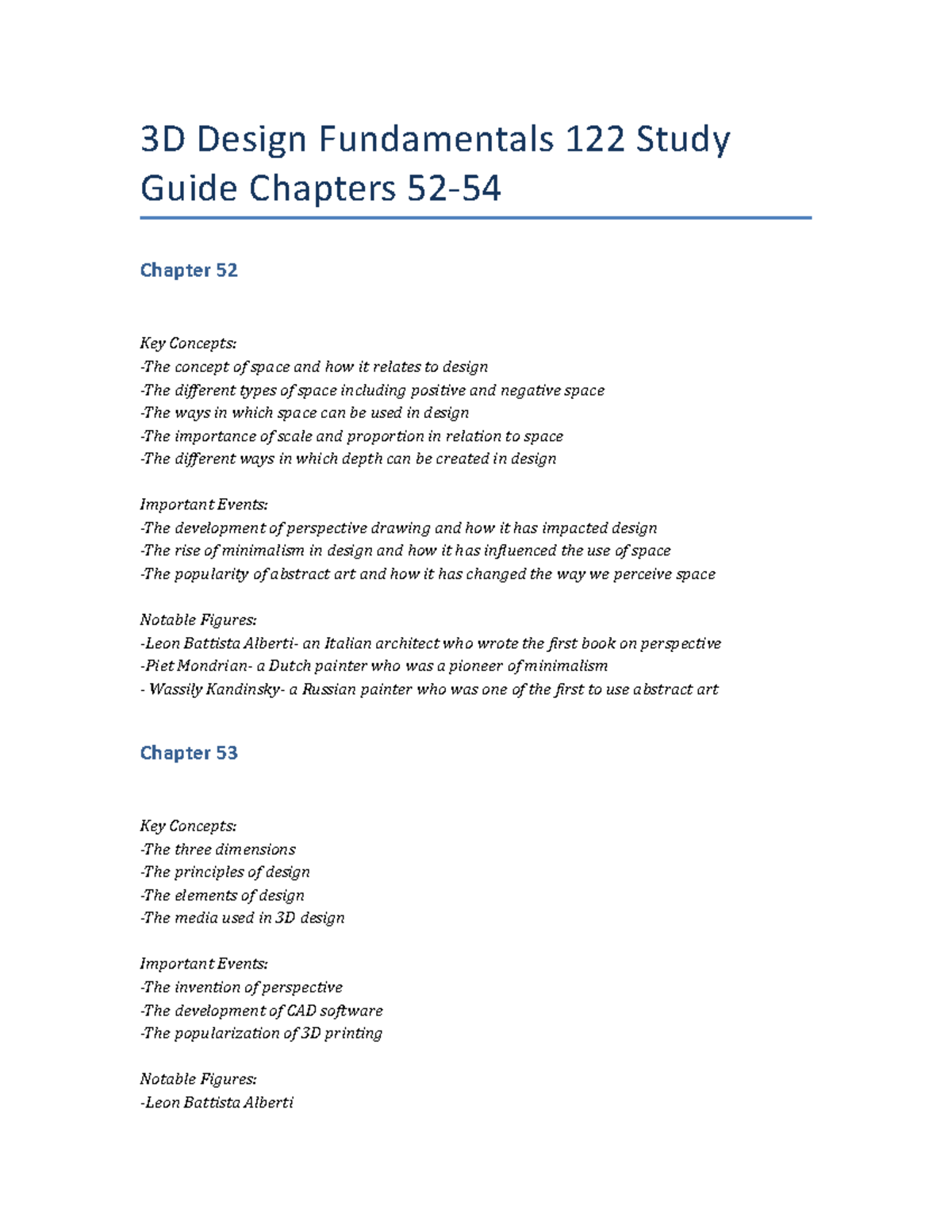 3D Design Fundamentals 122 Study Guide Chapters 52-54 - 3D Design ...