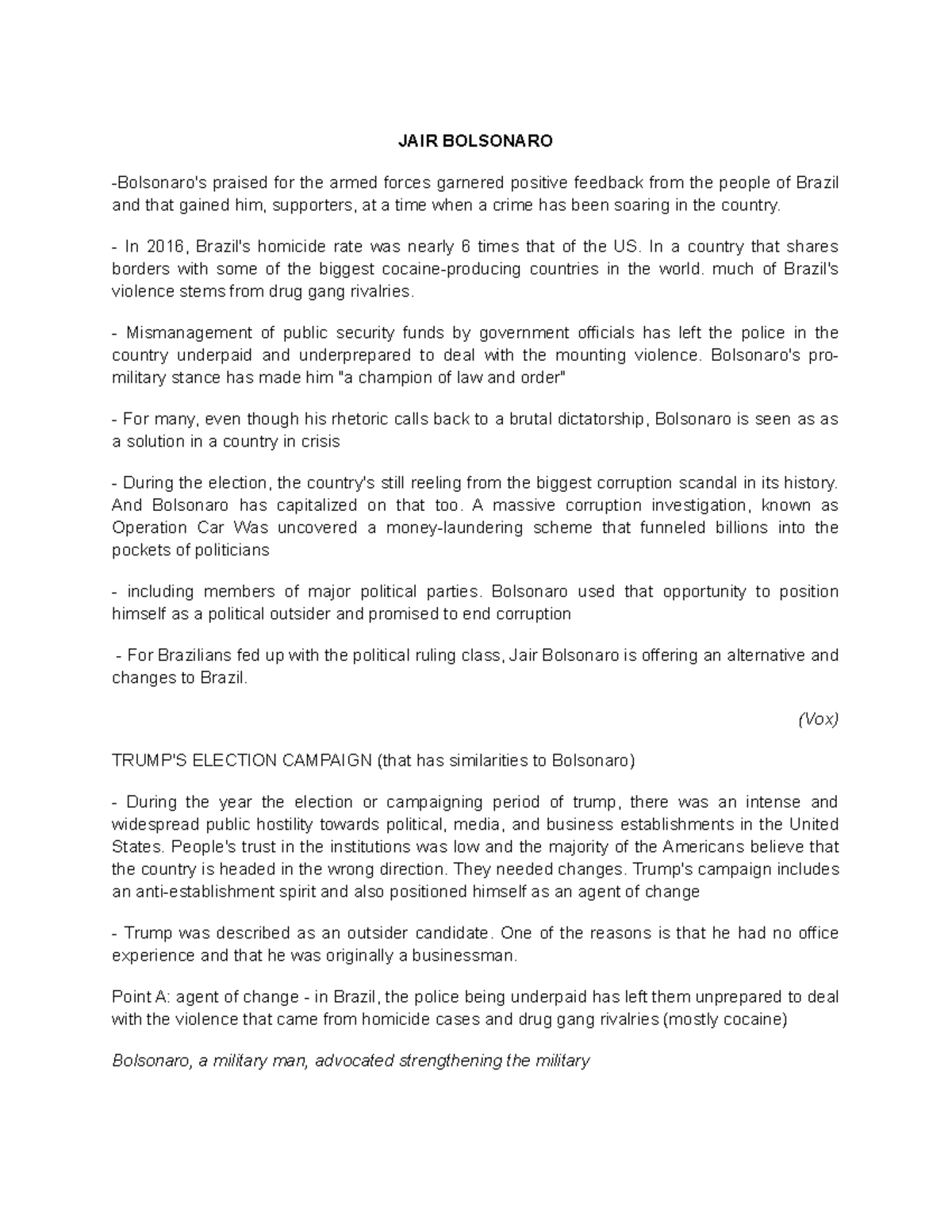 Jair Bolsonaro and Brexit - AB Foreign Service - Studocu