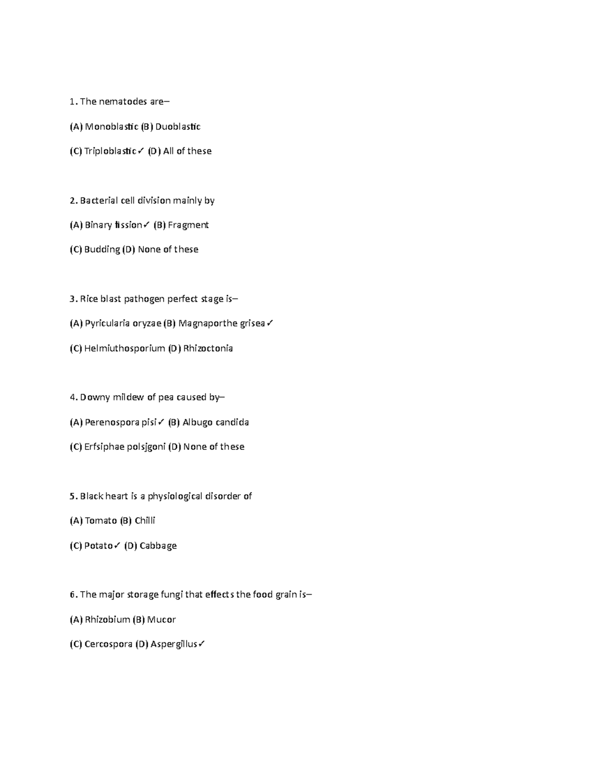 Pthalogy - fdfv - The nematodes are– (A) Monoblastic (B) Duoblastic (C ...