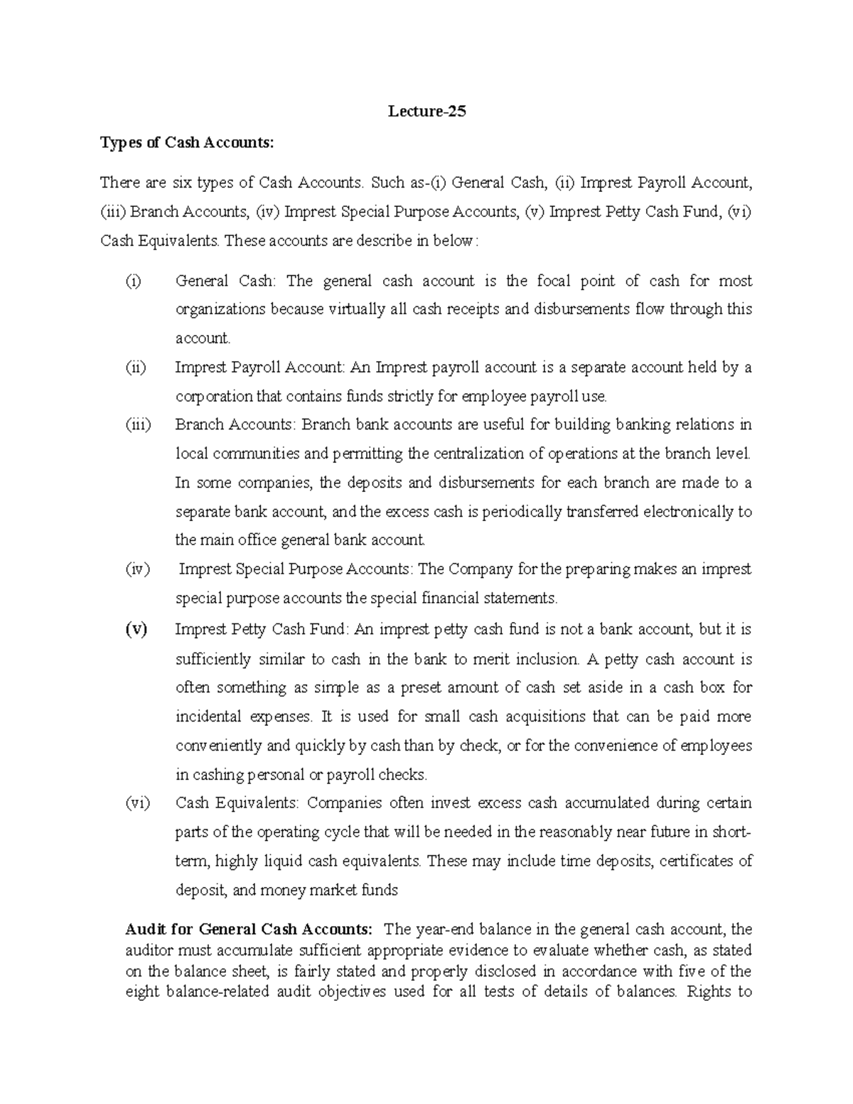 (25) - Lecture notes 25 - Lecture- Types of Cash Accounts: There are ...