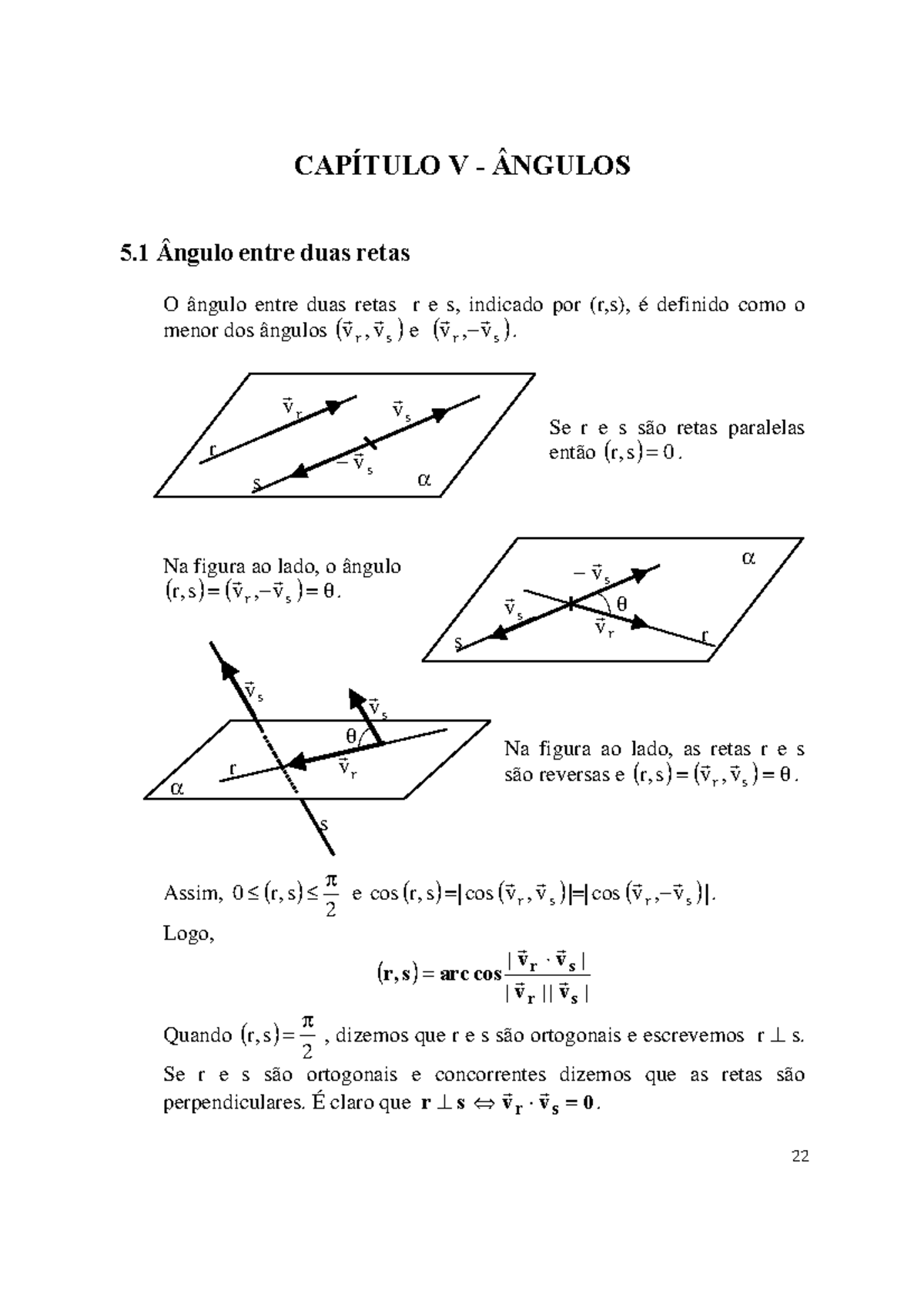 Apost 2-5 - Noções de Vetores - CAPÍTULO V - ÂNGULOS 5 Ângulo entre ...
