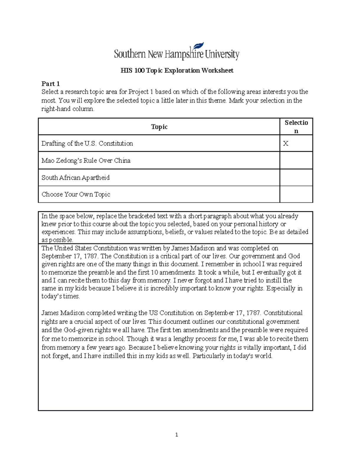 Estella Greer HIS 100 Topic Exploration Worksheet - HIS 100 Topic ...