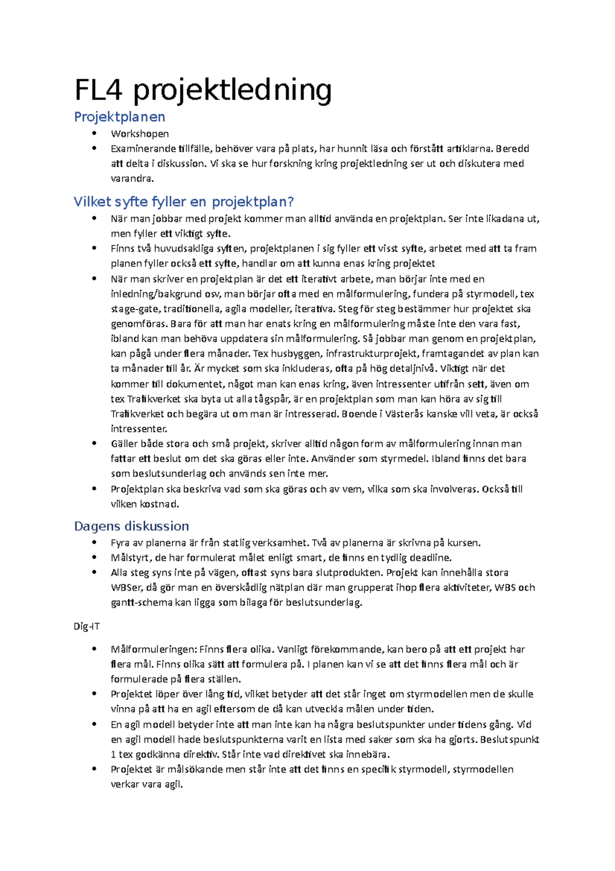 Föreläsning 4 projektledning - FL4 projektledning Projektplanen ...