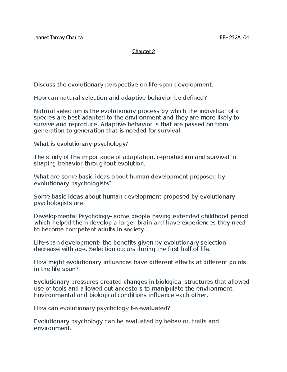 Human Growth and Development - Jannet Tamay Chauca BEH232A_ Chapter 2 ...