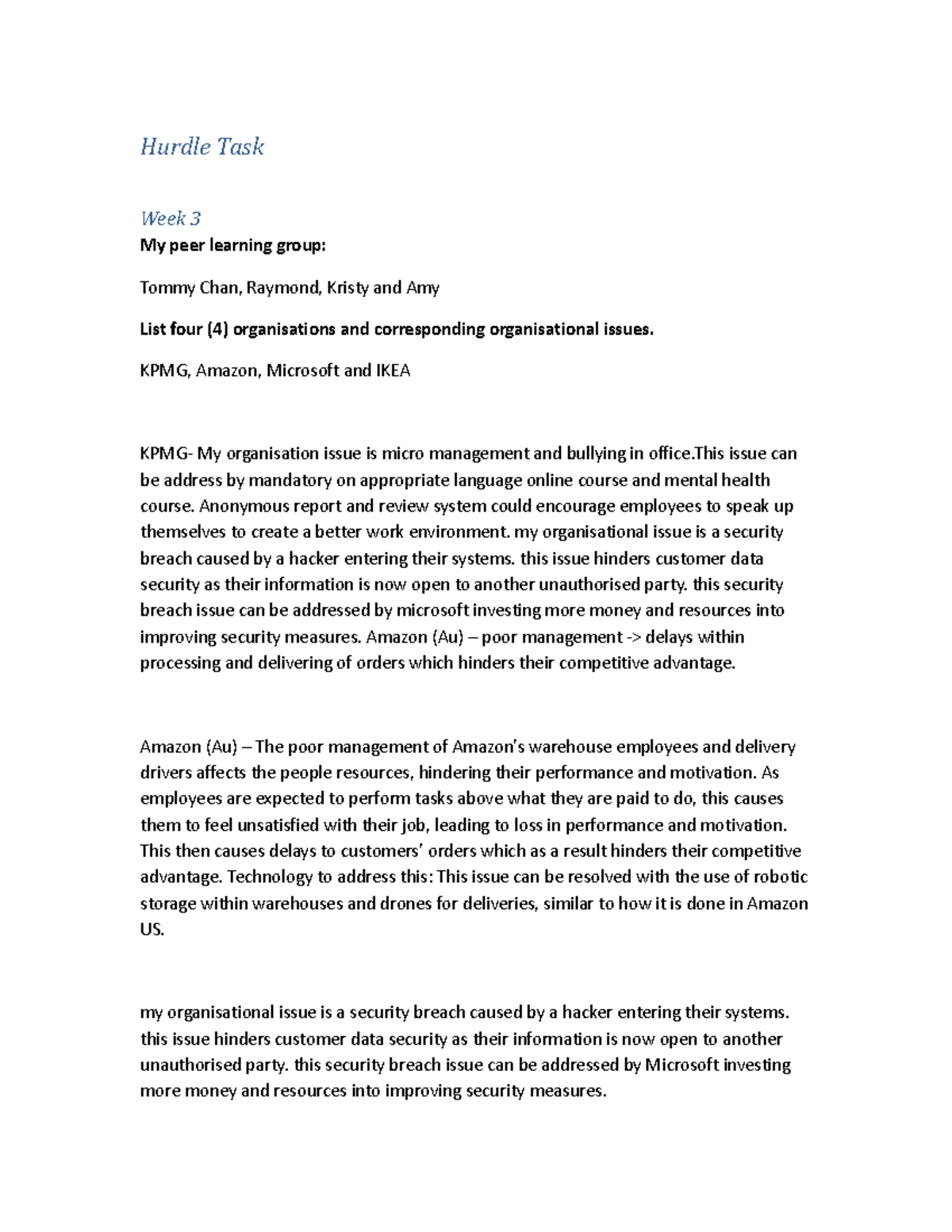 Hurdle Task - Hurdle Task Week 3 My peer learning group: Tommy Chan ...