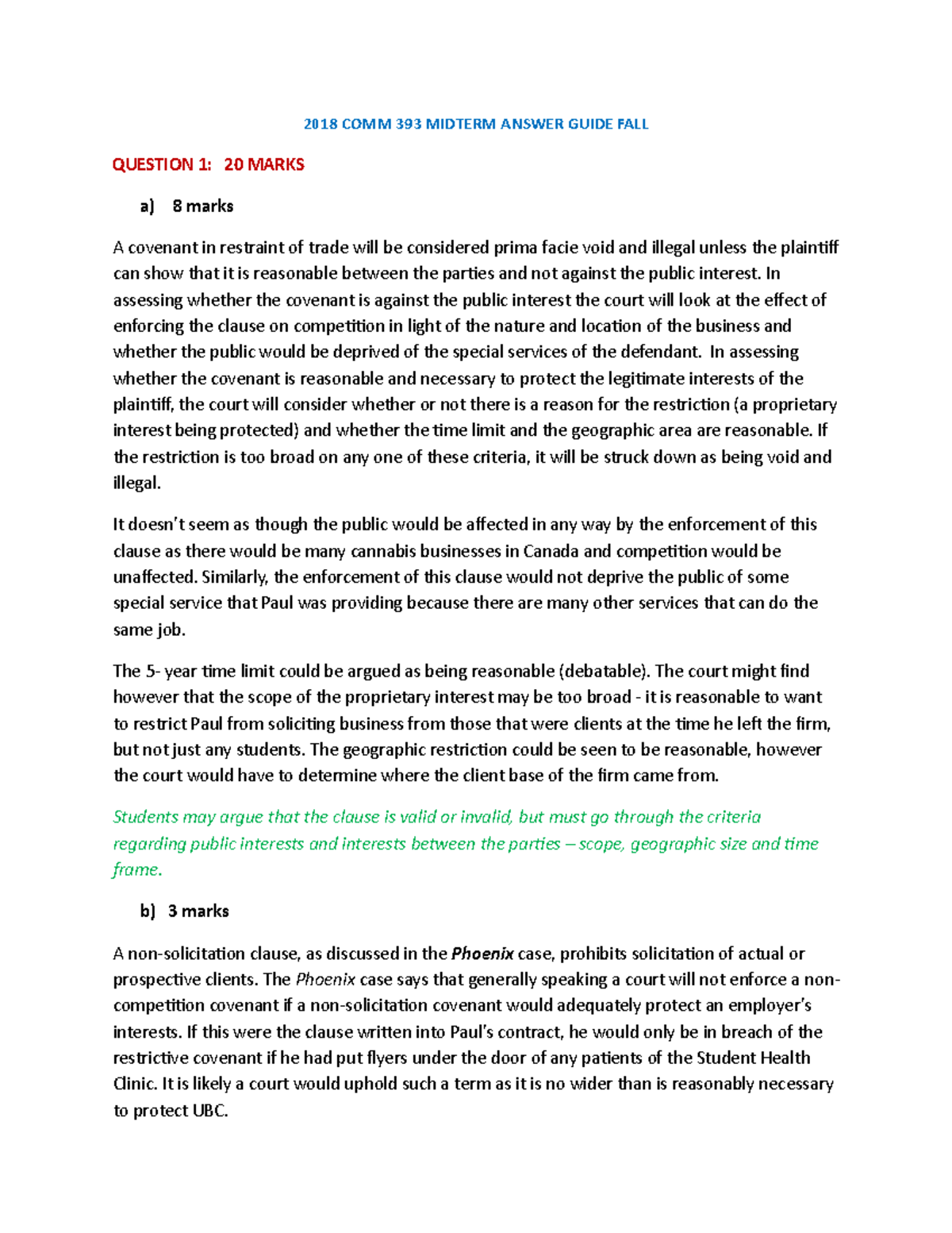 COMM 393 Midterm Answer Guide FALL 2018 . F - 2018 COMM 393 MIDTERM ANSWER GUIDE FALL QUESTION 1 ...