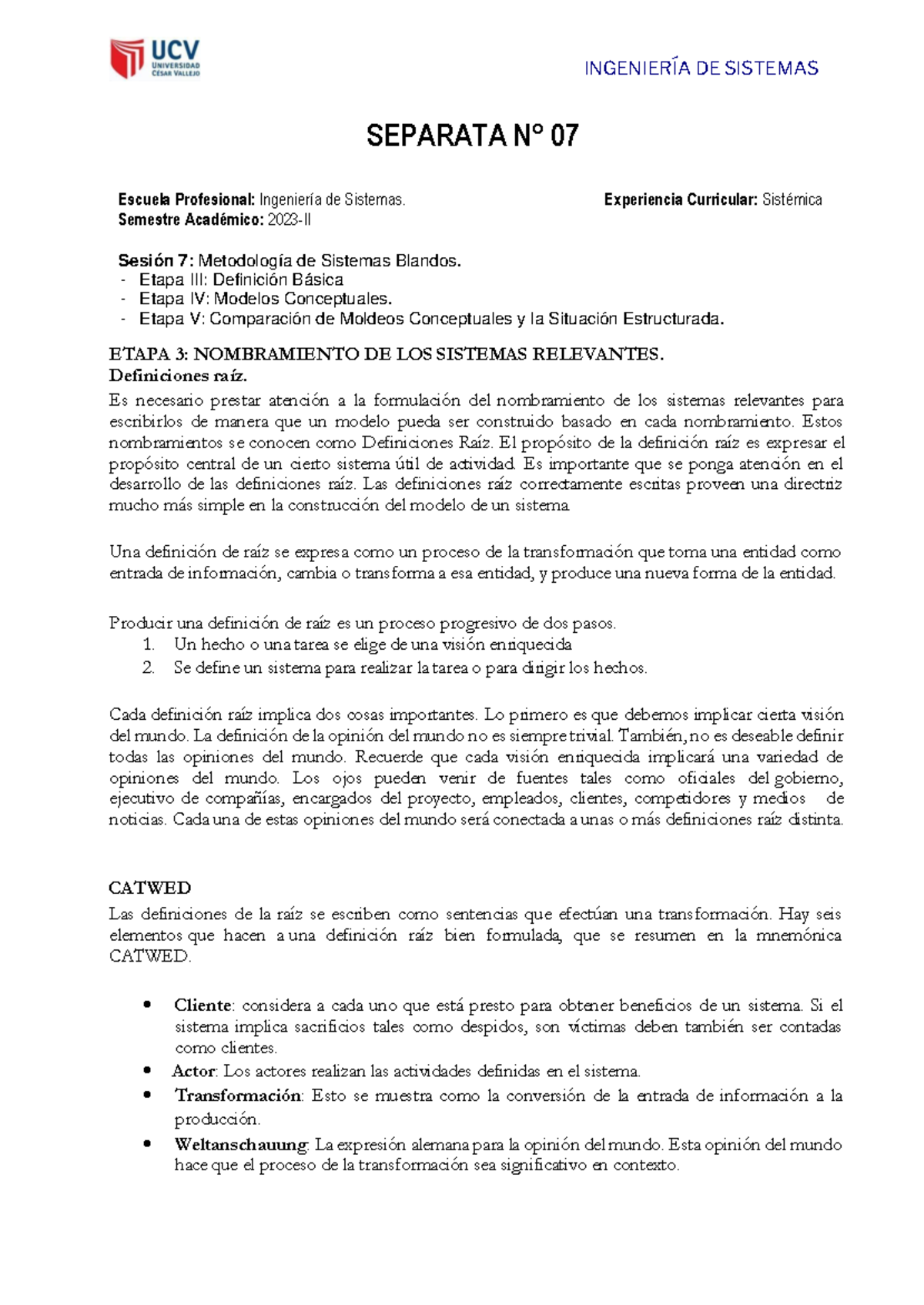 Material Separata 07 MSS Etapa III IV V - INGENIERÍA DE SISTEMAS SEPARATA N° 07 Escuela ...