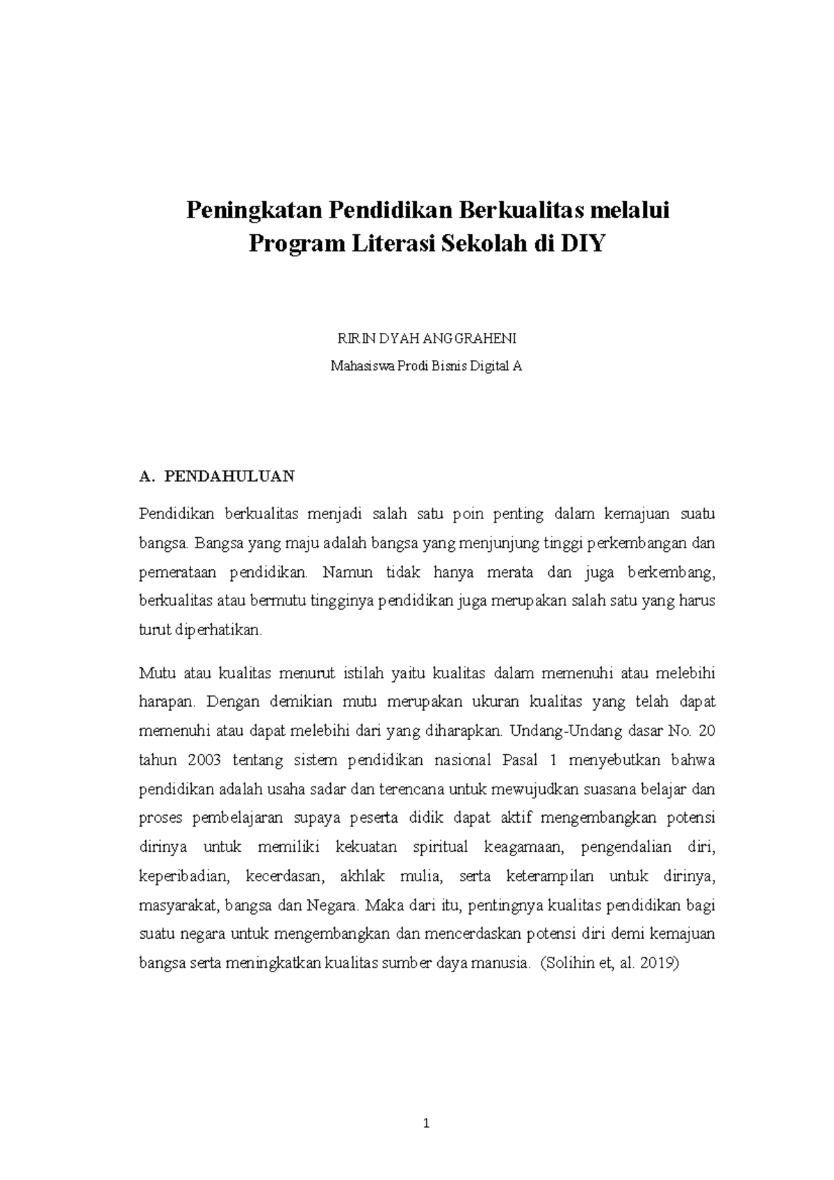 Karya tulis program literasi - Peningkatan Pendidikan Berkualitas ...