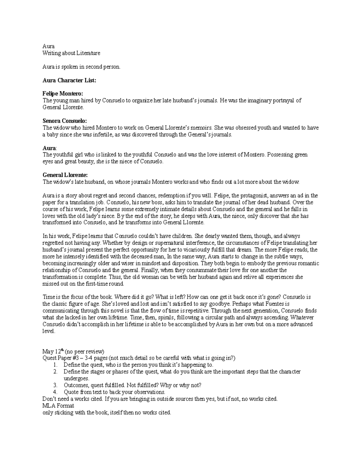 Aura - Writng about Literature - Aura Writing about Literature Aura is ...