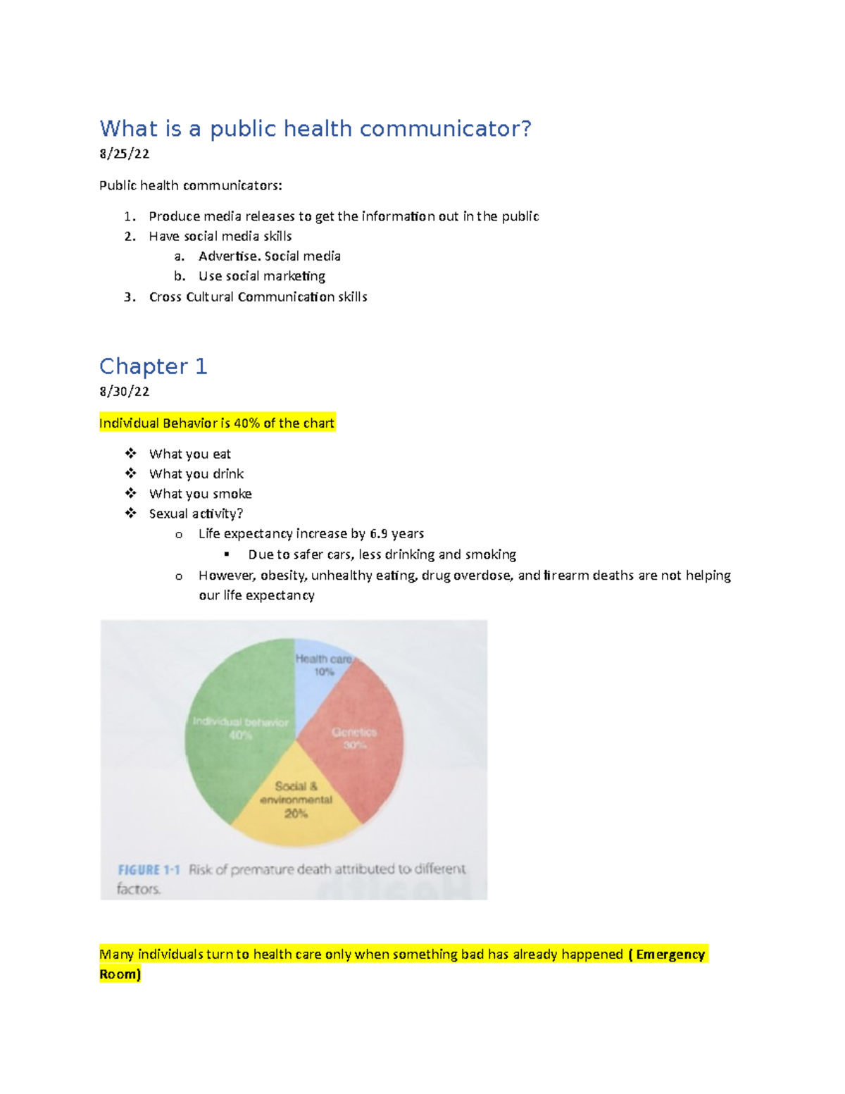 Notes - What is a public health communicator? 8/25/ Public health ...