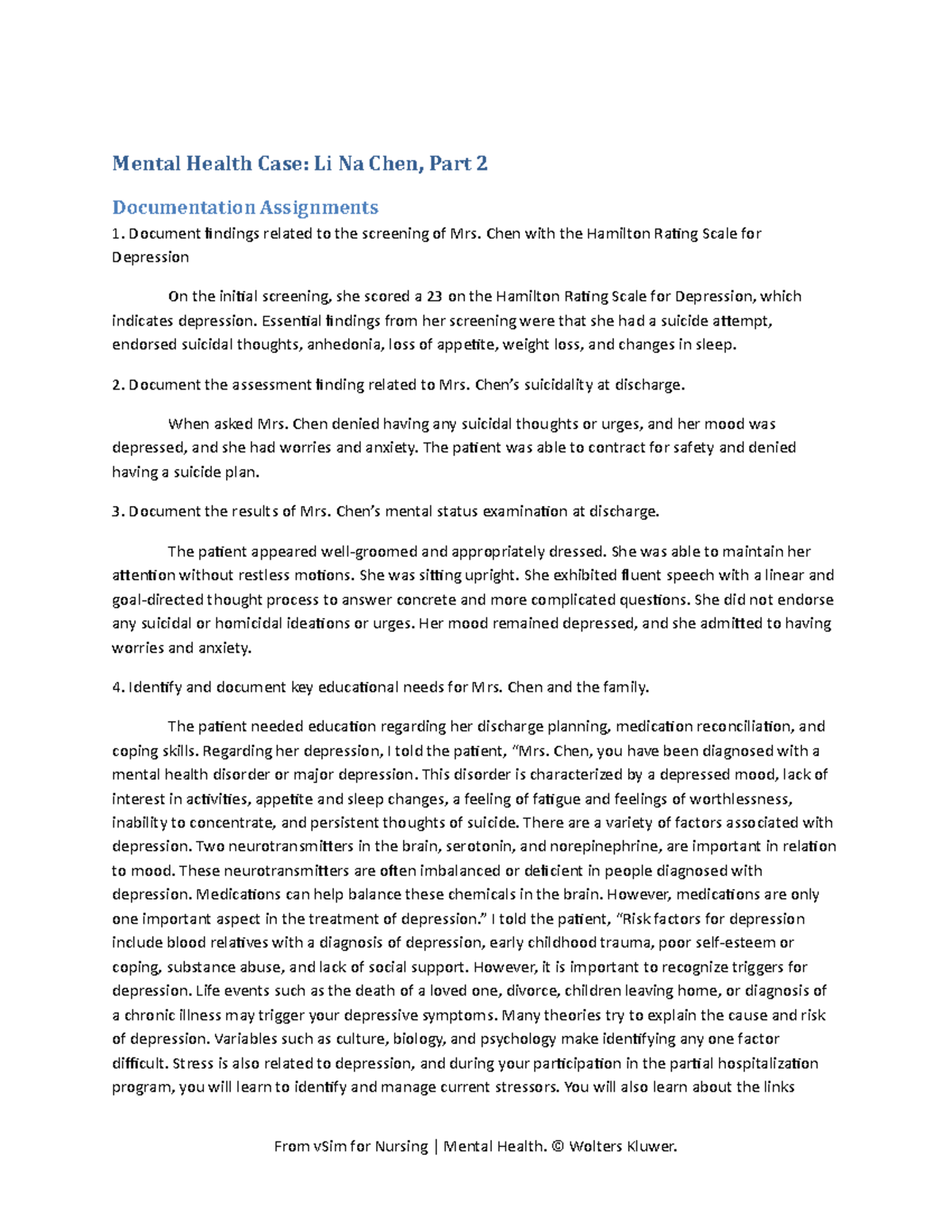 Mental Health Li Na Chen Part 2 DA - NSG-213 - Studocu