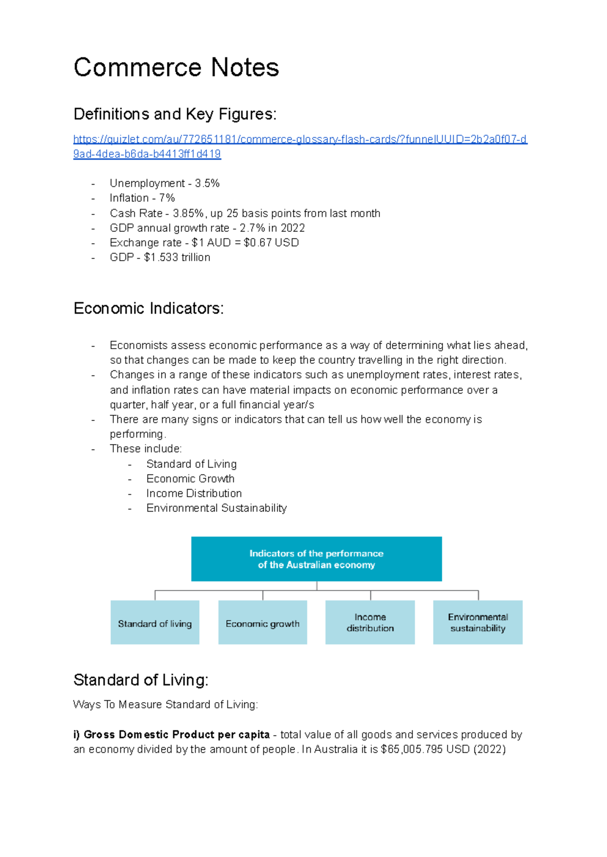 Commerce notes - Commerce Notes Definitions and Key Figures: - Studocu