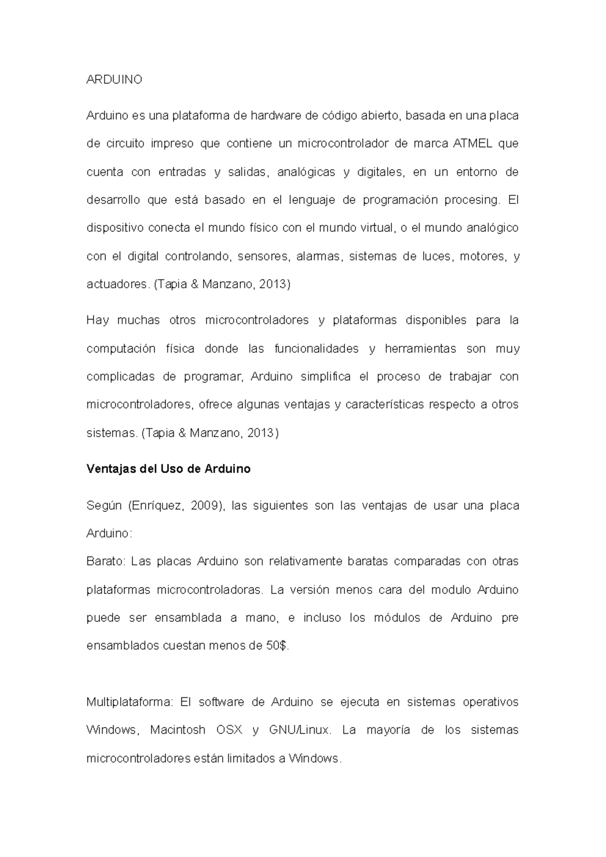 Marco Teorico Arduino - ARDUINO Arduino es una plataforma de hardware de código abierto, basada ...
