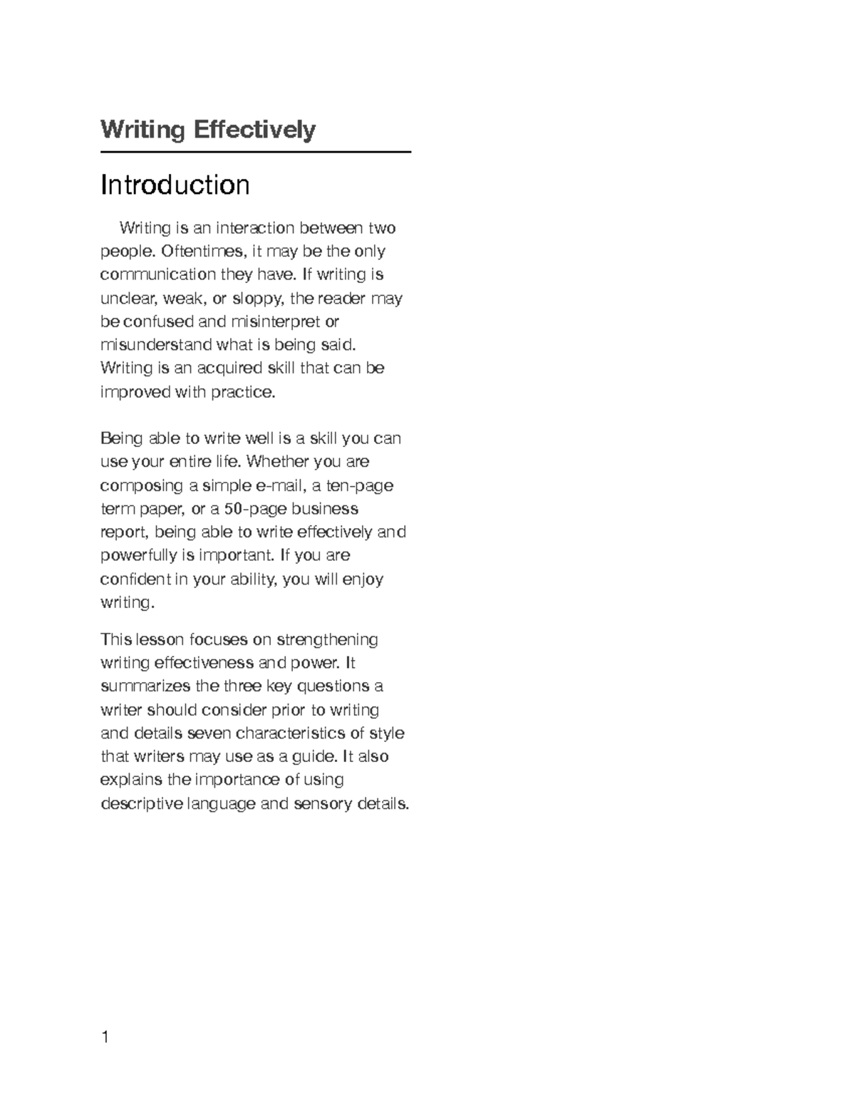 Writing Effectively - Writing Effectively Introduction Writing is an ...