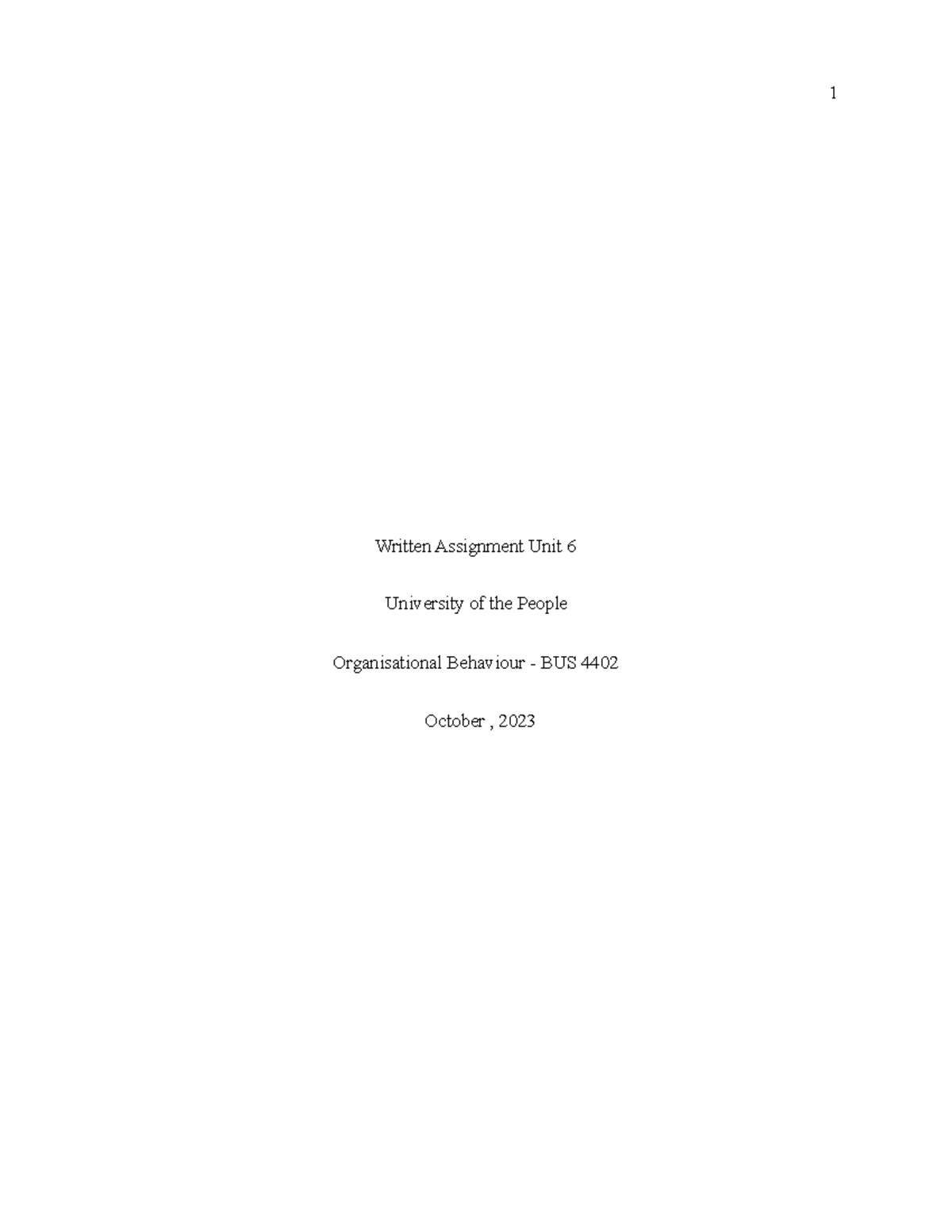 Written-OB6 - Written Assignment Unit 6 - University of the People ...