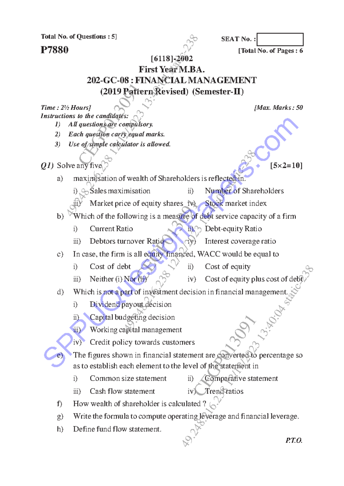 Nov 23 financial-management-pattern-2019 - [6118]-2002 1 Total No. of ...