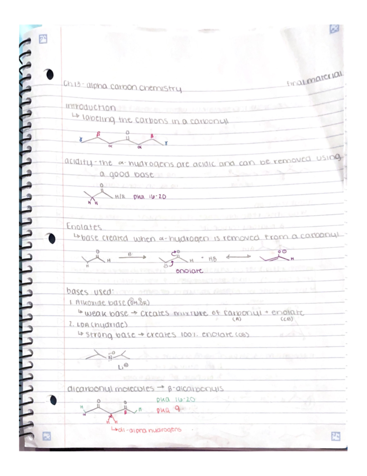 Ch13- alpha carbon chemistry - CHM 231 - Studocu