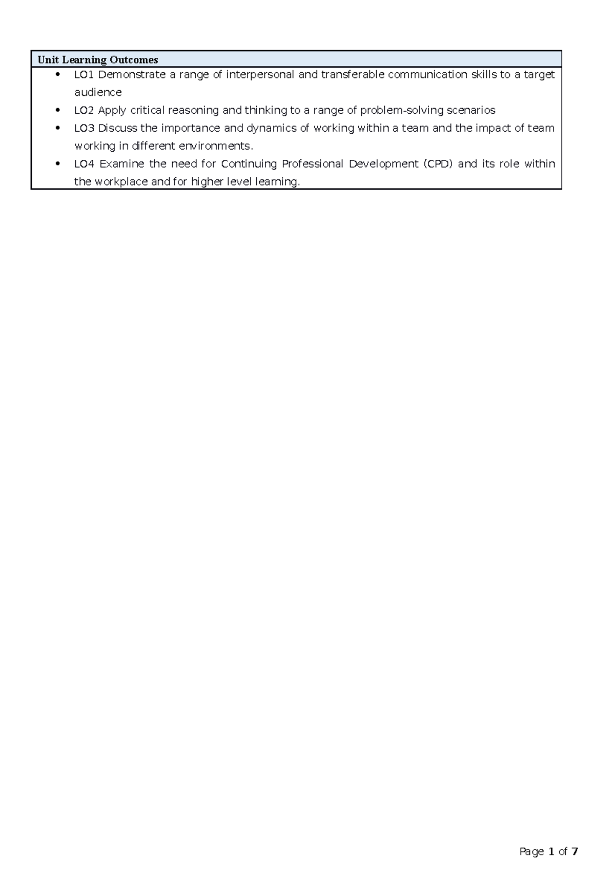 PP - Assignment Brief - new - Unit Learning Outcomes LO1 Demonstrate a ...