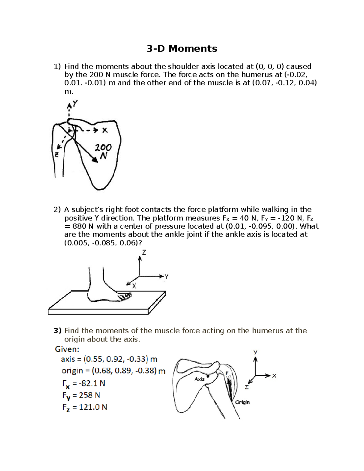 3-D Moments text - Exam practice - 3-D Moments Find the moments about ...