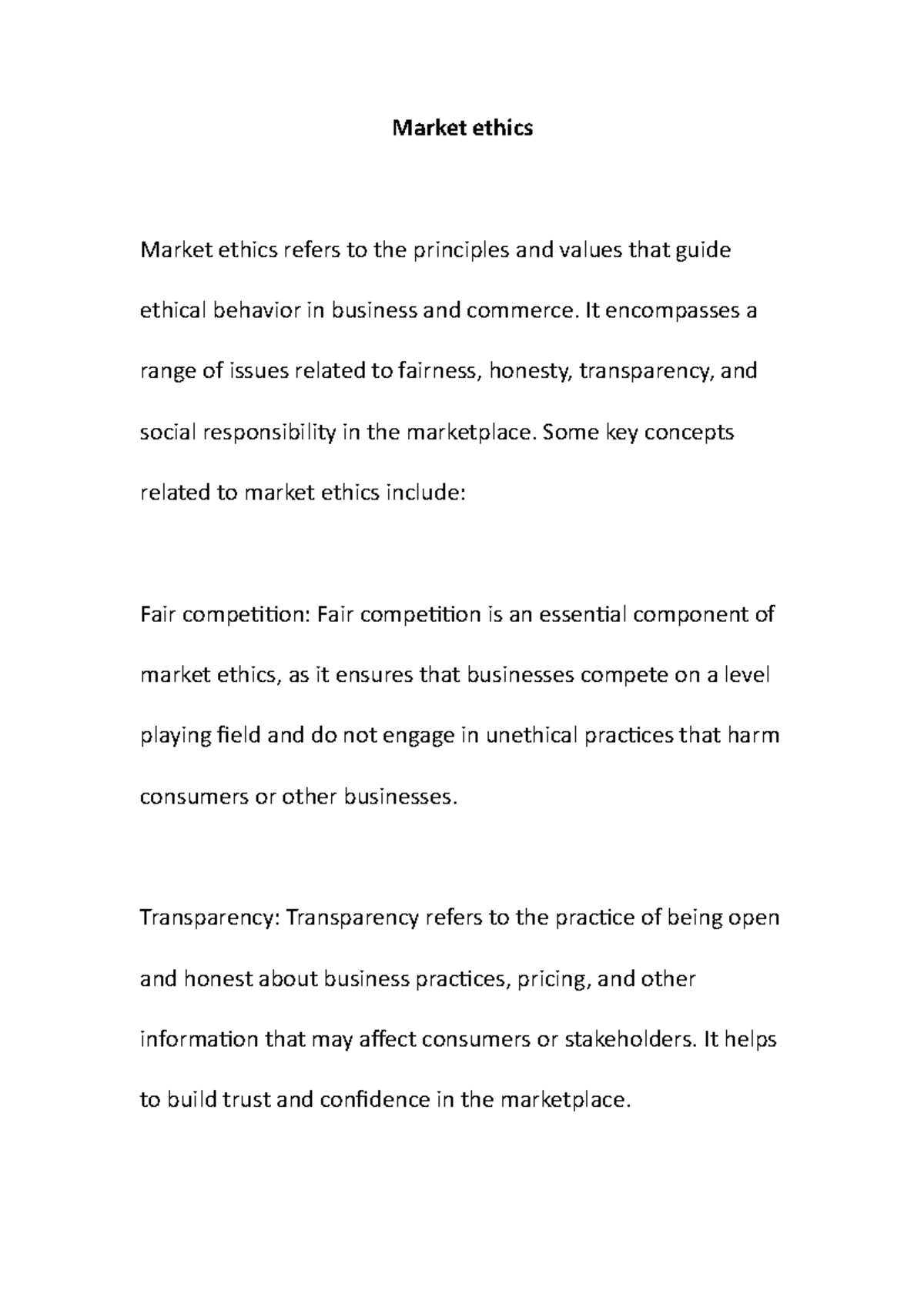 Market ethics - Market ethics Market ethics refers to the principles ...