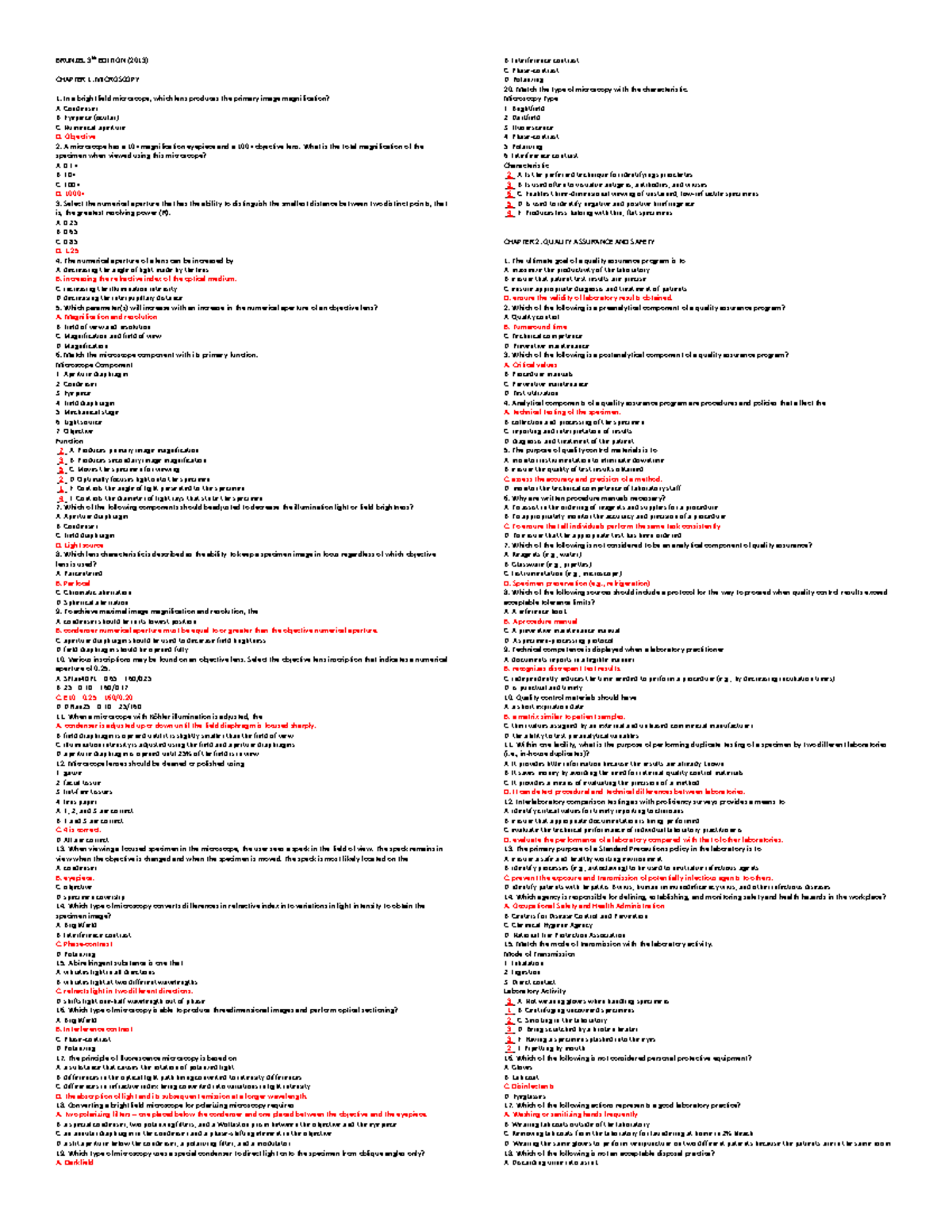 Brunzel-questions-1 - BRUNZEL 3 RD EDITION (2013) CHAPTER 1: MICROSCOPY ...