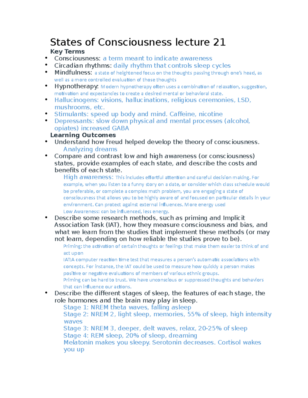 States of Consciousness lecture 21 - Psych 111 - BYU - Studocu