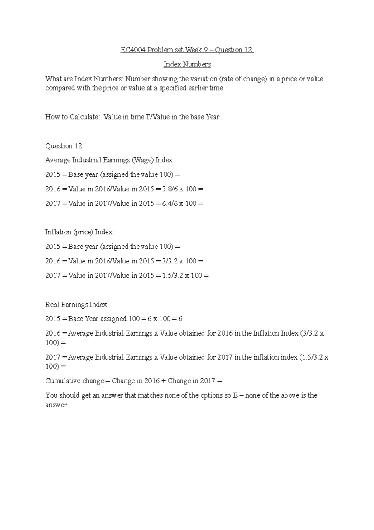 EC4004 Week 9 Question 12 - EC4004 Problem set Week 9 – Question 12 ...
