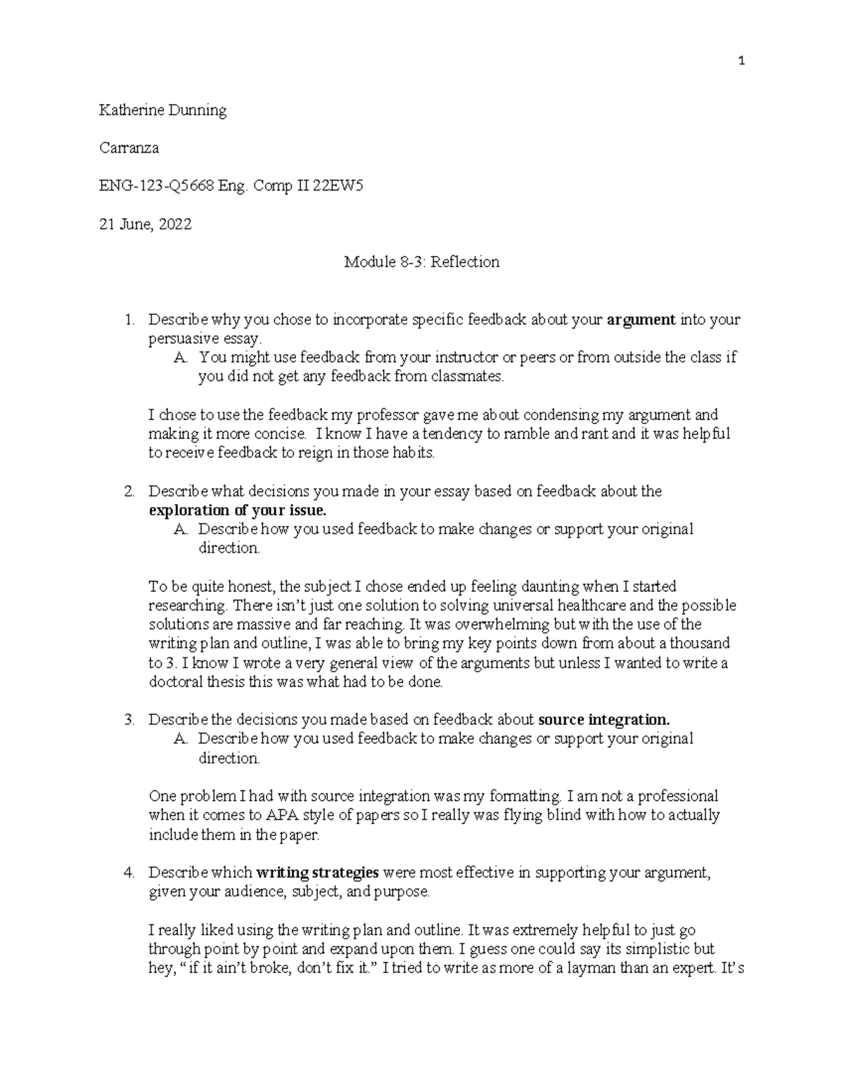 KDunning Module 8-3 Reflection - 1 Katherine Dunning Carranza ENG-123 ...