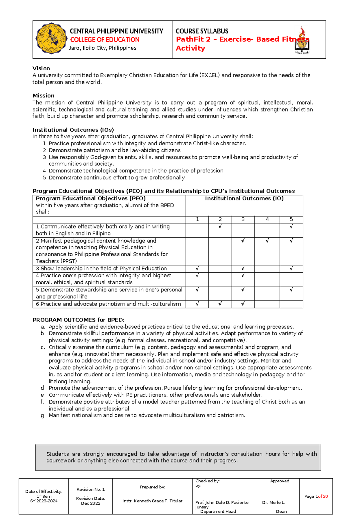 Path Fit 2 Syllabus 2023 2024 - CENTRAL PHILIPPINE UNIVERSITY COLLEGE ...